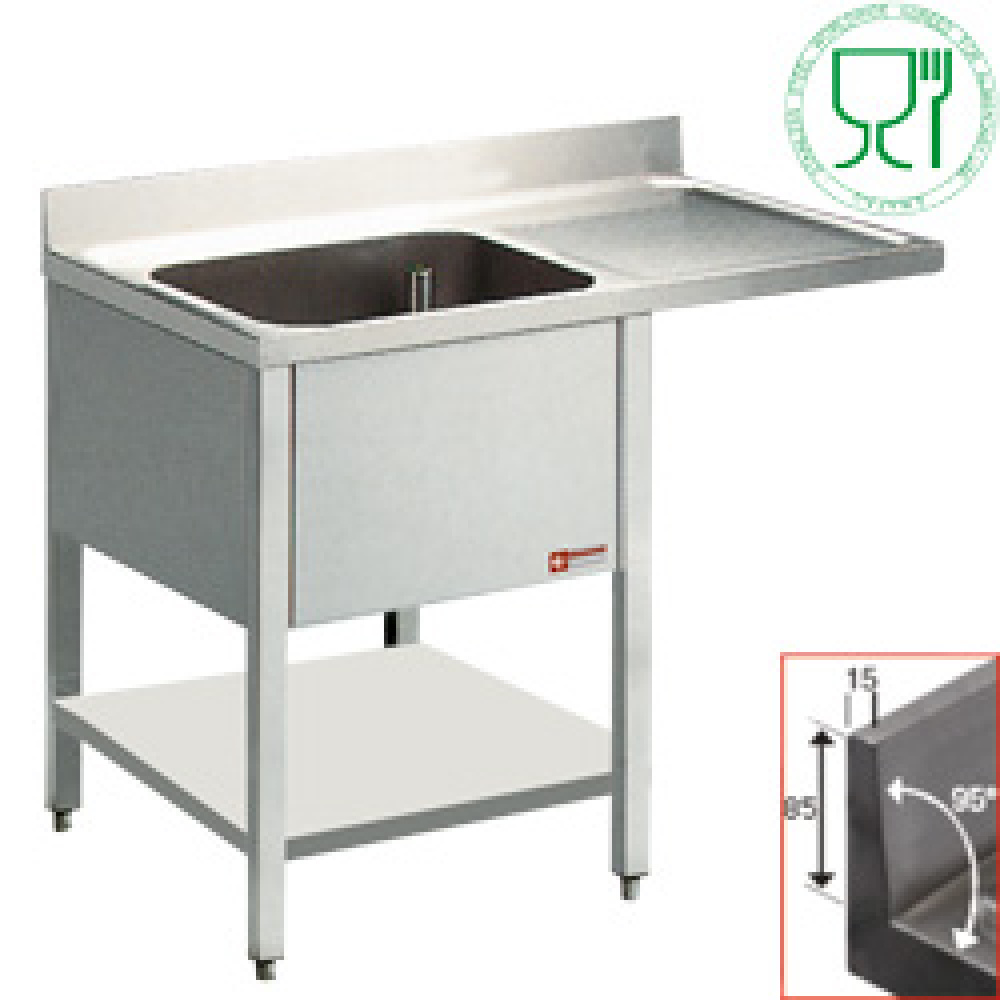 Plonge inox 1 bac avec égouttoir à droite 1400x700mm DIAMOND - L1411VD disponible sur Chr ...