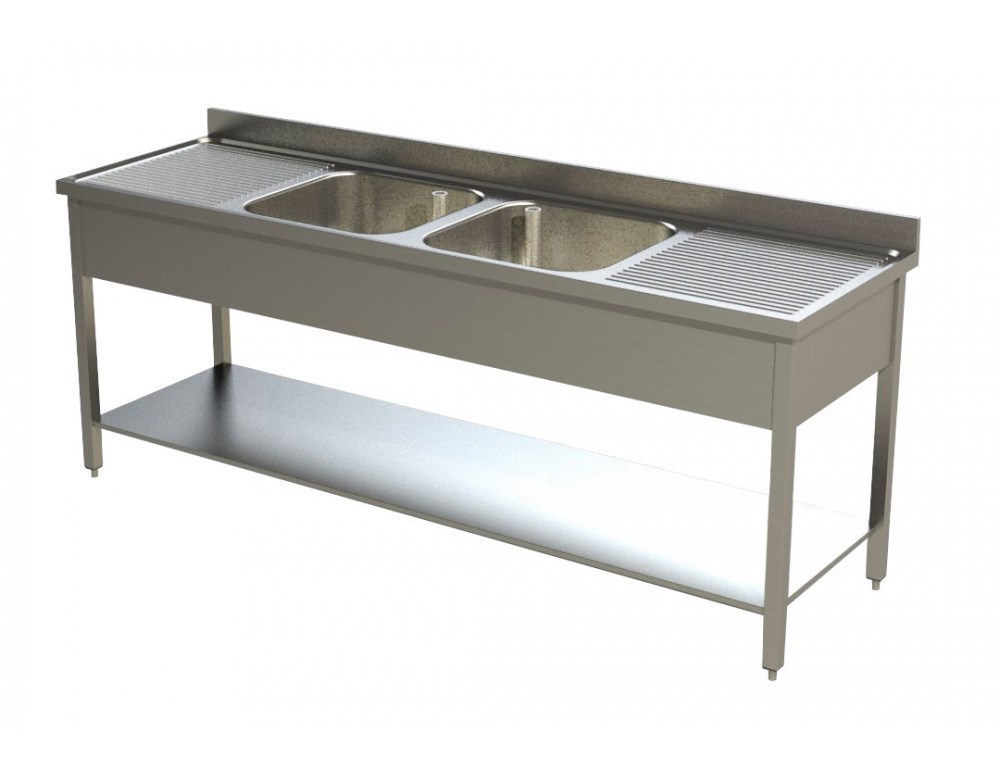 Plonge inox 2 bacs et 2 égouttoirs 1800x600mm - PL1860RI disponible sur ...